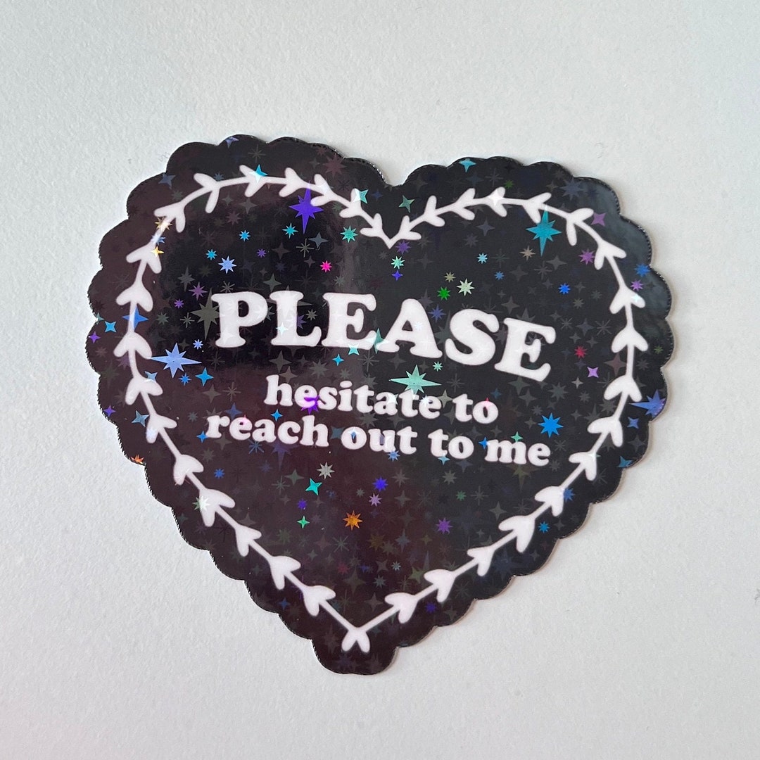 Please… Sticker/ Quote Sticker/ Black Heart/ Waterproof / Holographic ...