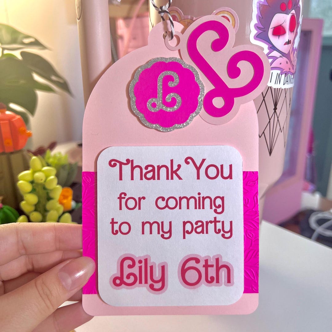 Pink Doll Cake Tags, Pink Birthday, Custom Tags, Party Decoration, Girl ...