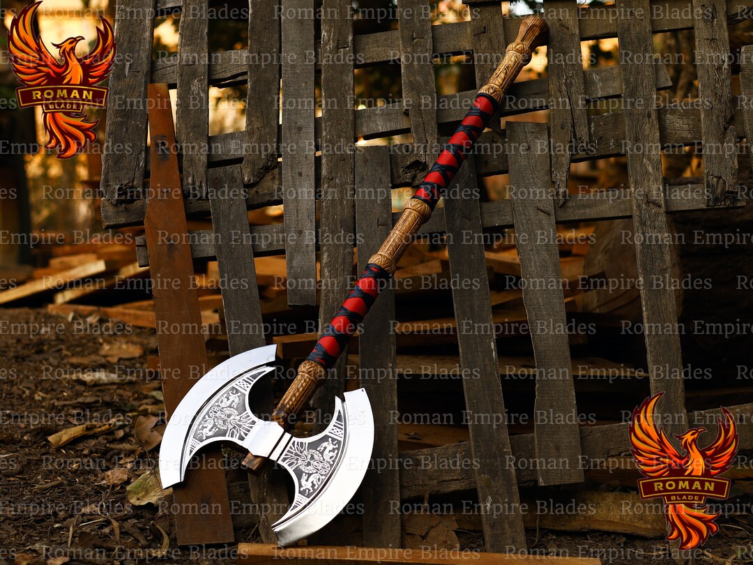 Hand Forged Double Headed Viking Battle Axe: Rose Wood Handle - Etsy