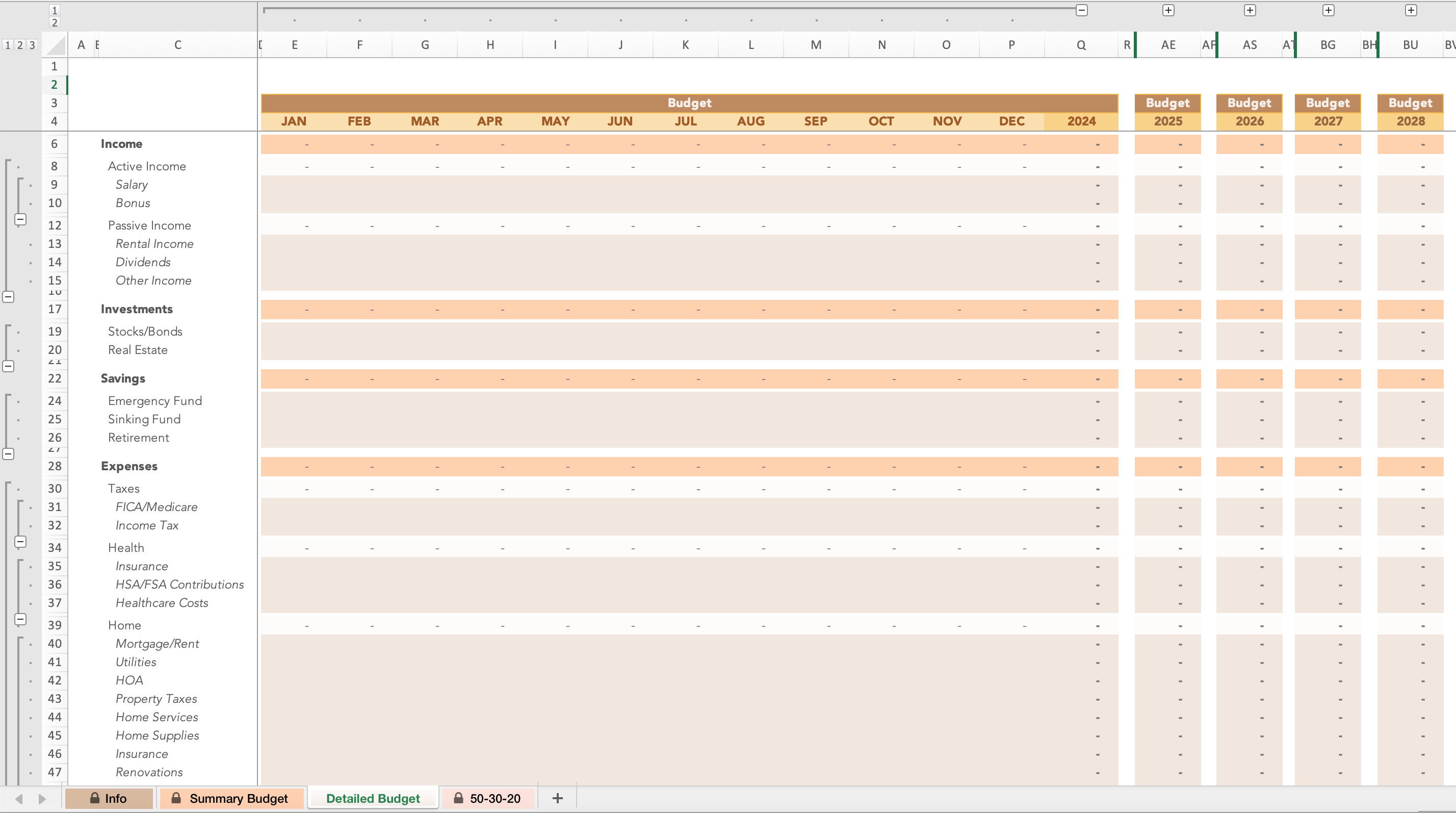 Multi-year Individual Budget Template - Etsy