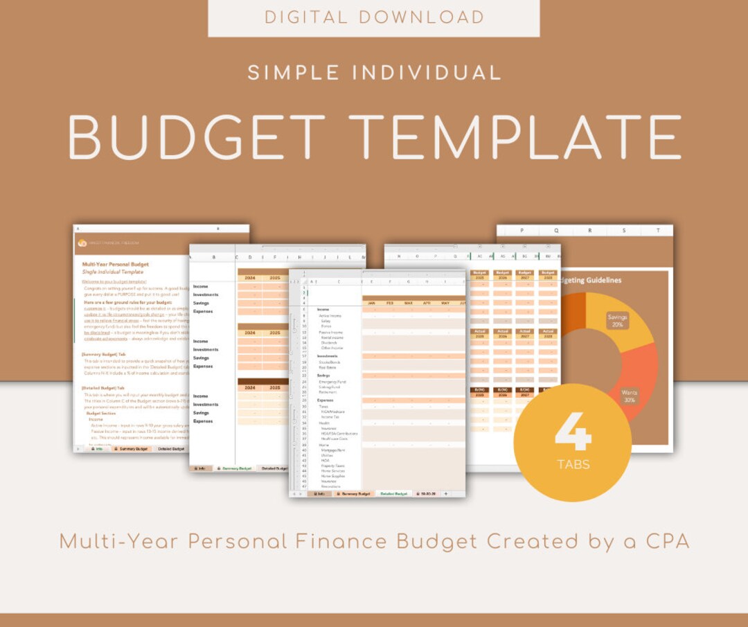 Multi-year Individual Budget Template - Etsy