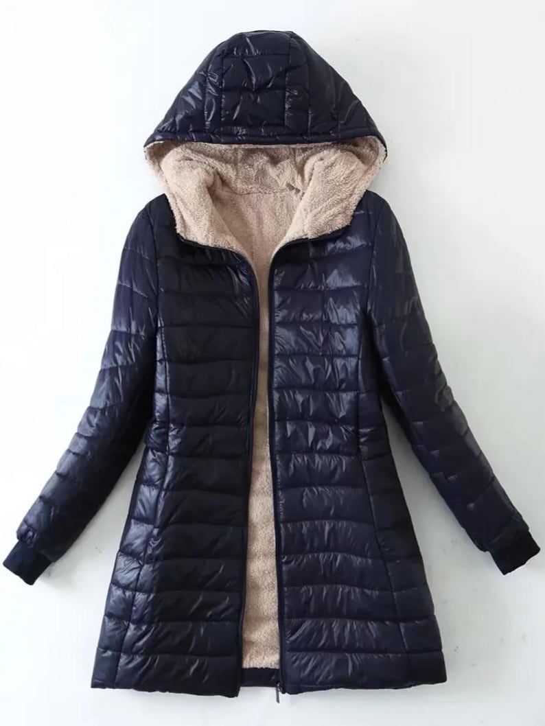 Women's Fashion Solid Color Mid-length Hooded Jacket, Casual Style ...