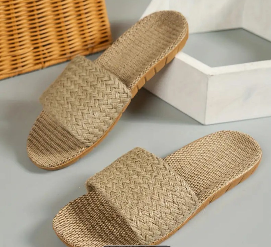 Women’s Neutral Color Woven Slides, Casual Summer Slippers.boho Style ...