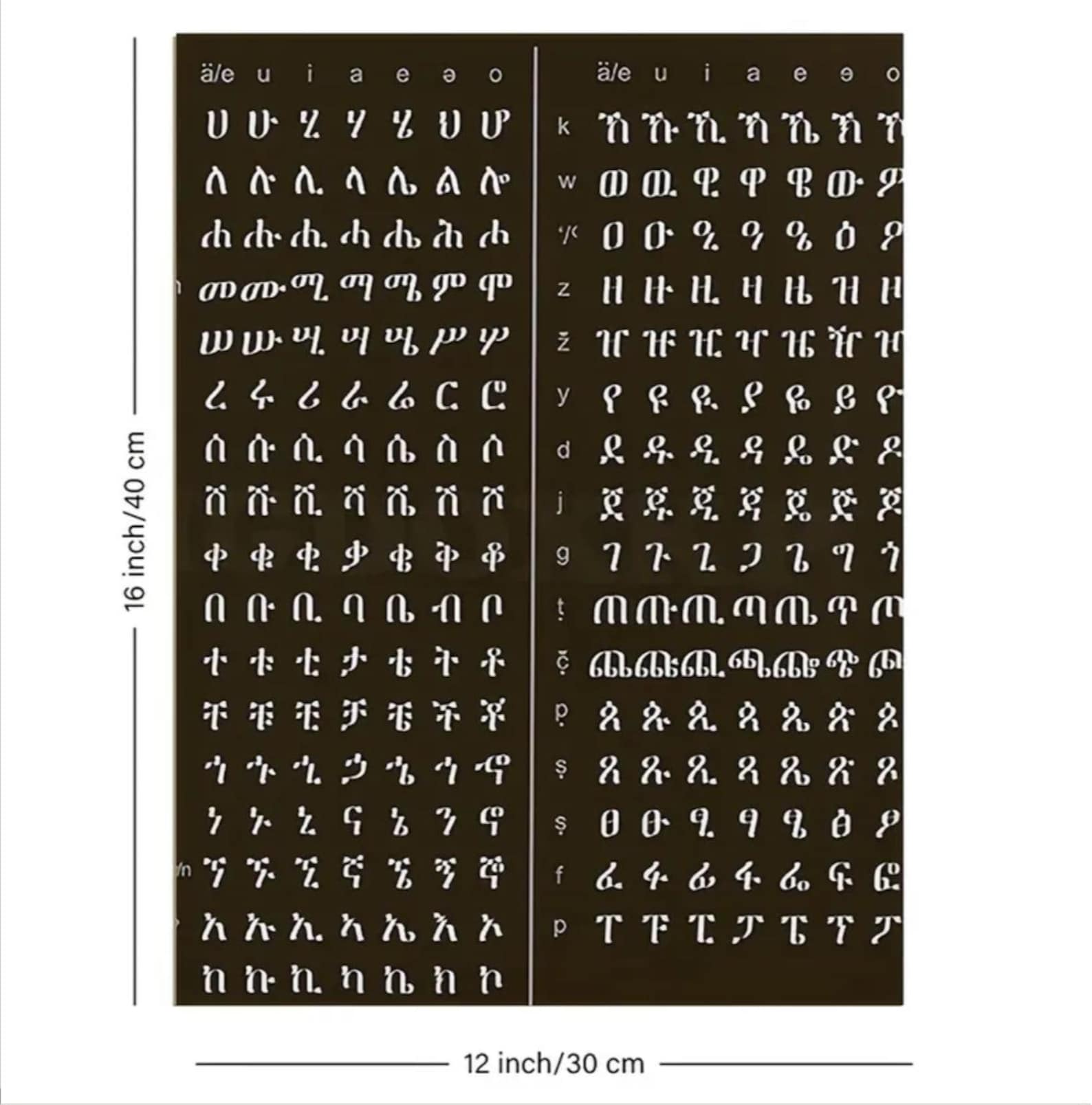 Ethiopian Alphabet for Amharic Language Learning - Etsy