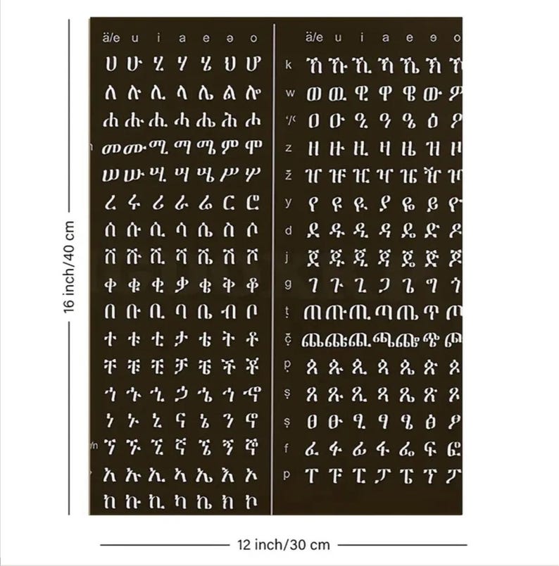 Ethiopian Alphabet for Amharic Language Learning - Etsy