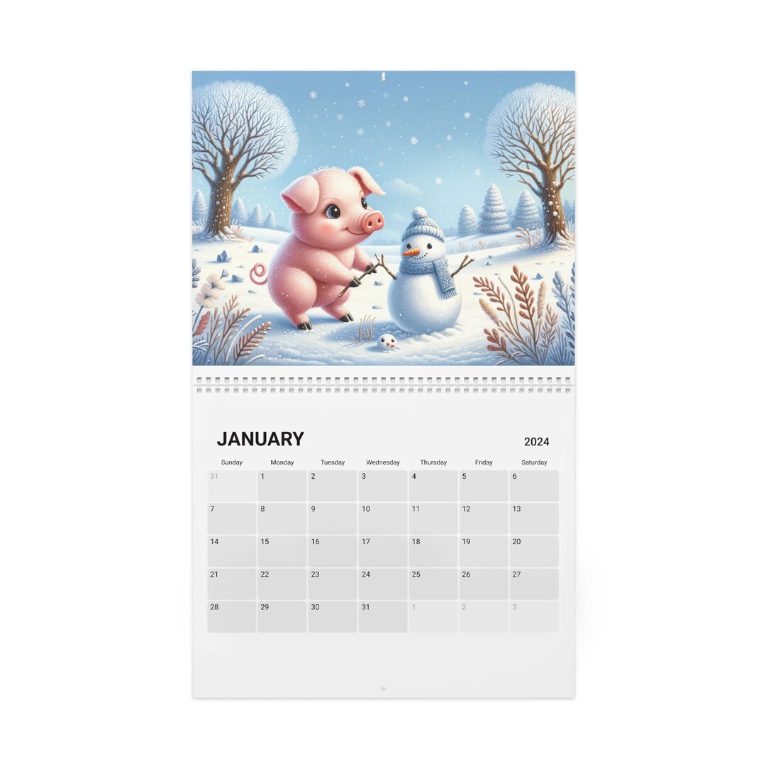 Joyful Pig Calendar 2024 - Etsy