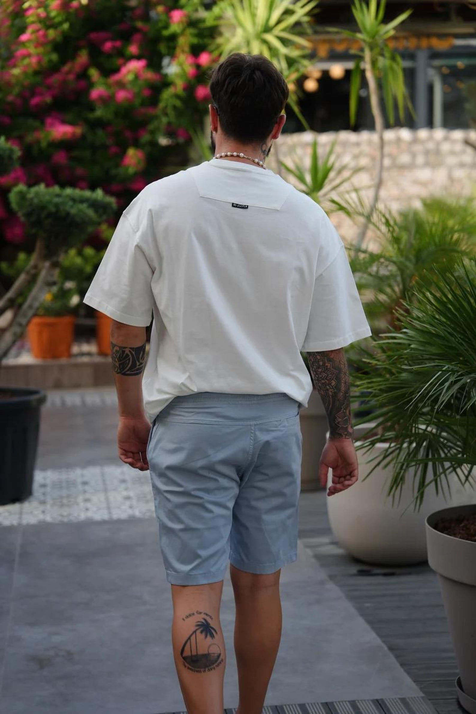 Shapes Motto Printed White Oversize T-shirt, Basic Cotton Pastel Color ...