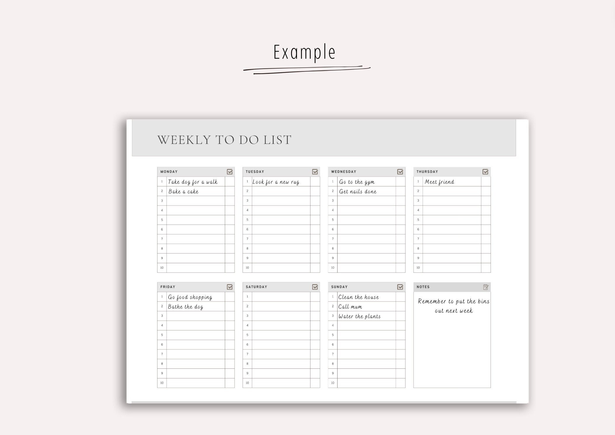 Weekly To-do List | Printable, Instant Download, Minimal Productivity ...
