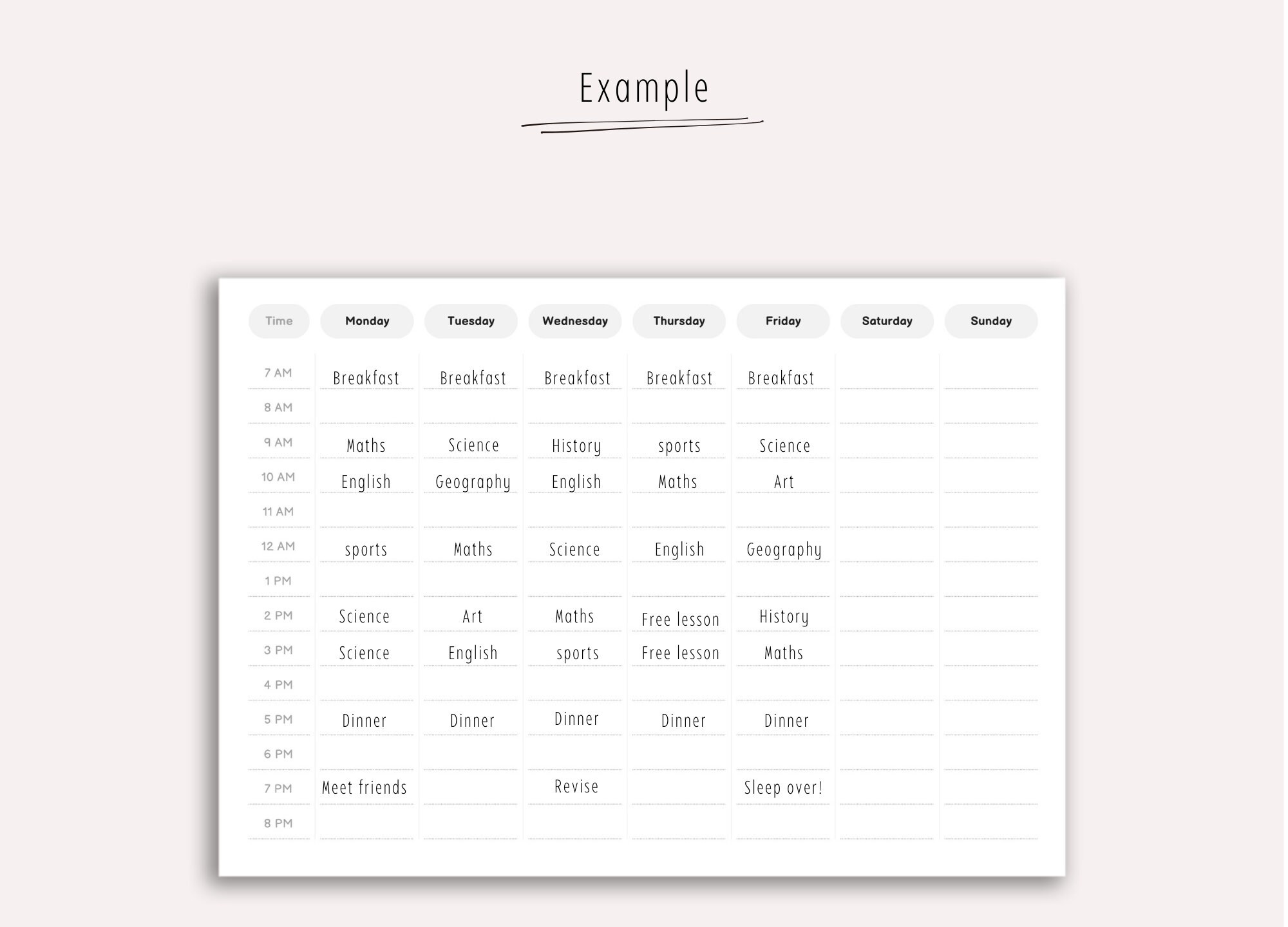 Weekly School Planner | Printable, Instant Download, Weekly Schedule ...