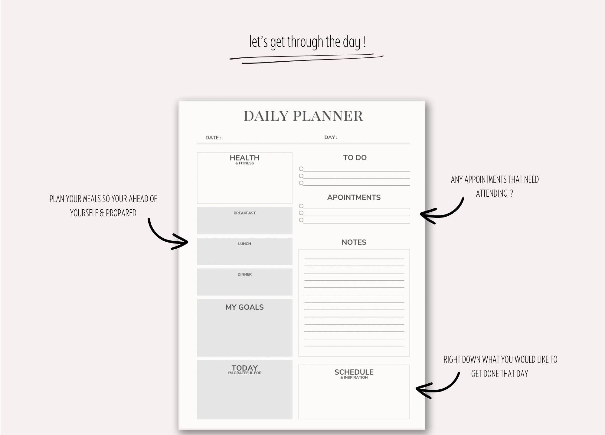 Modern Daily Planner | Printable, Digital Download, Modern Design, Easy ...
