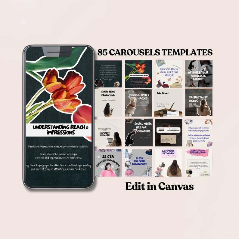 Aesthetic Instagram Carousel Templates MRR PLR Social Media Marketing ...