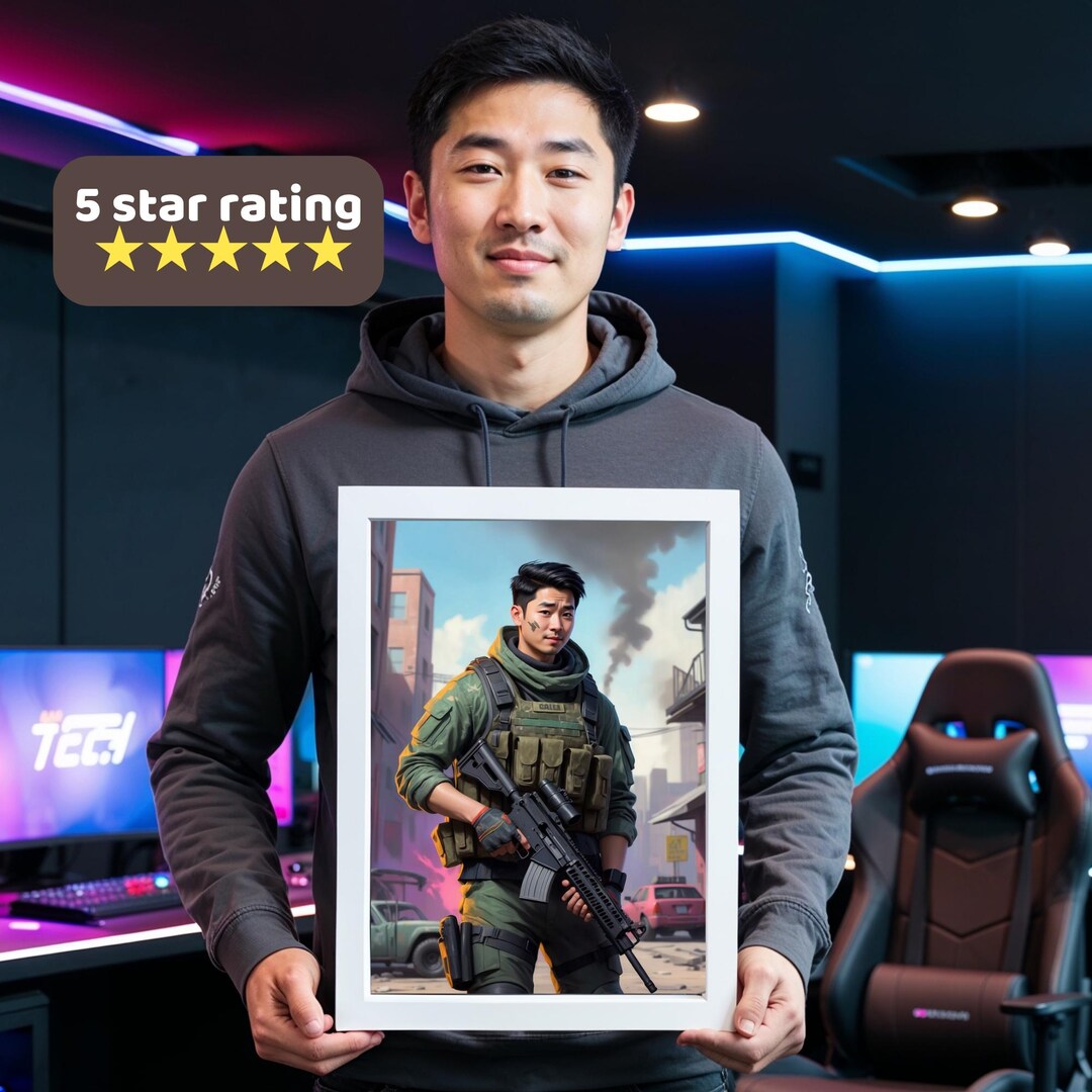Custom Gamer Portrait, Personalized Game Character Art (digital ...