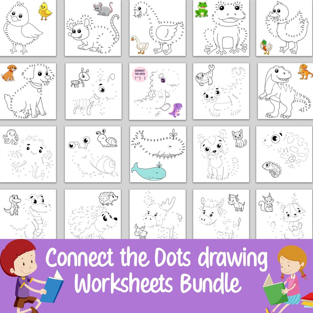 Connect the Dot Drawing and Coloring Sheets Bundle, Kids Activity ...