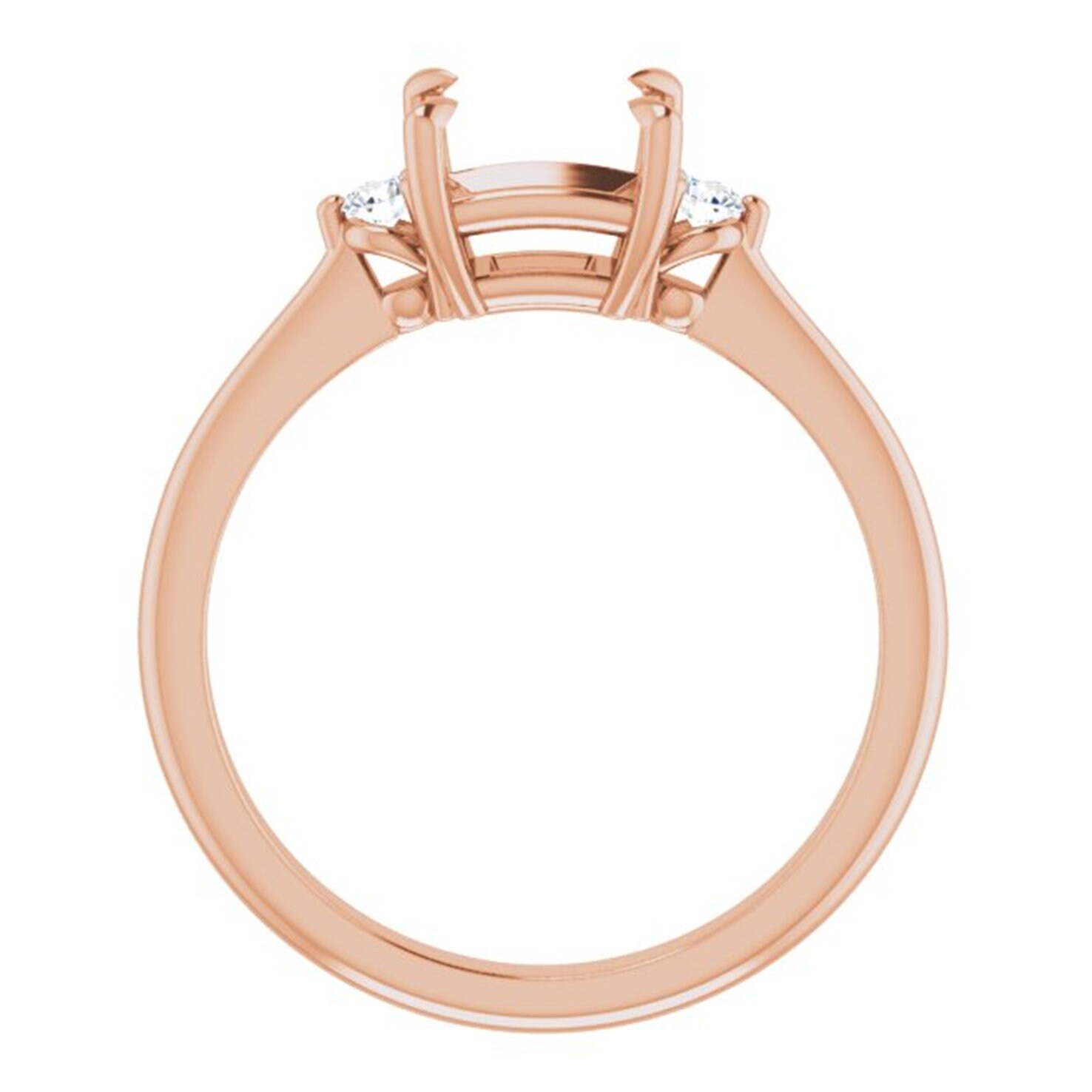 Three Stone Princess Cut Semi Mount Ring Platinum, 3 Stone Square Mount ...