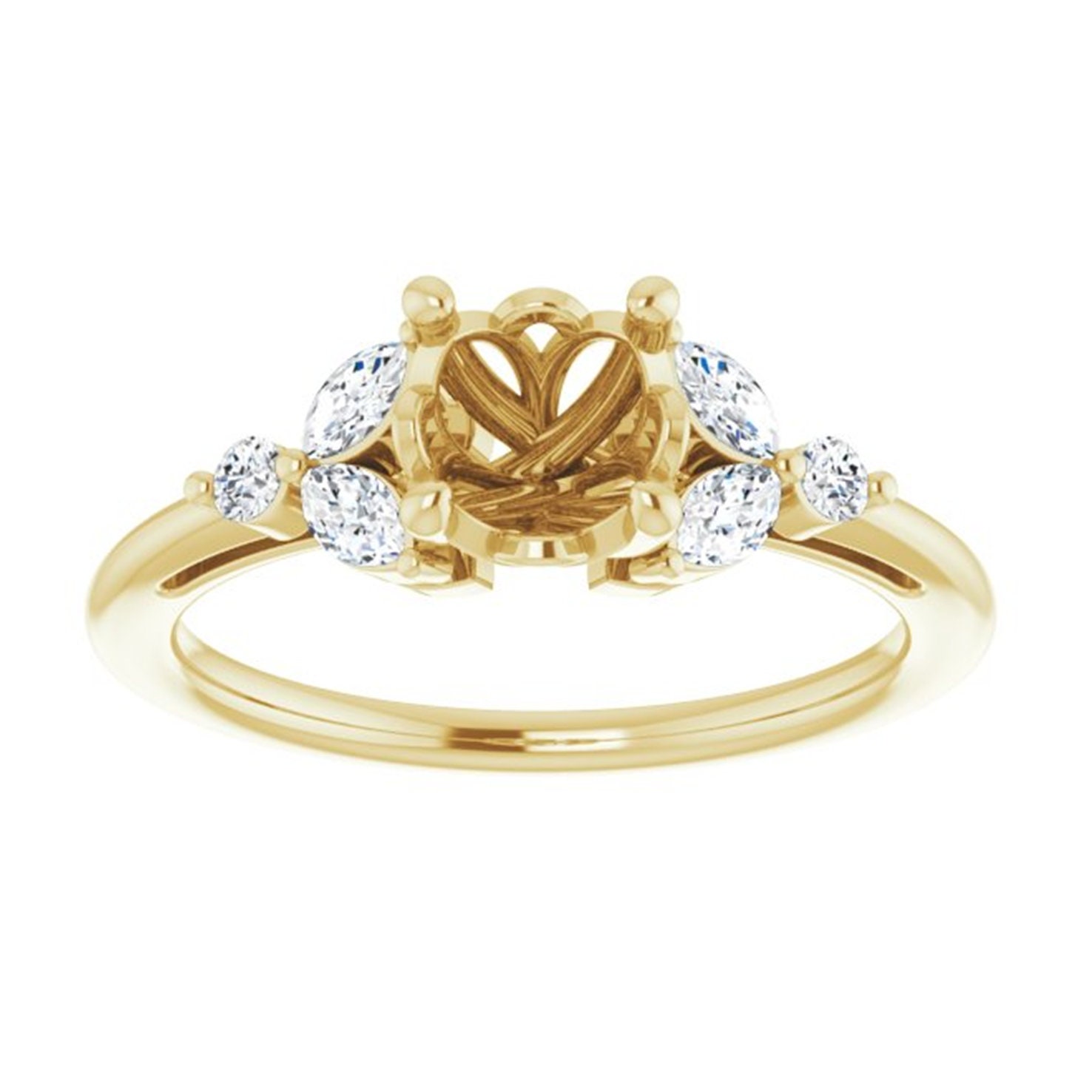 Trillium Diamond Mount Ring 14k White Gold, Minimalist Semi Mount Ring ...