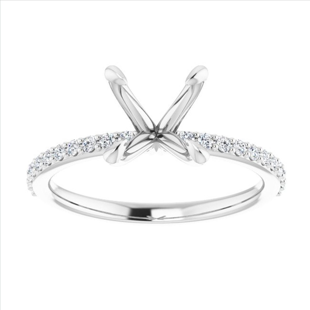 Edwardian Princess Semimount Ring Platinum, Four Claw Square Mount Ring ...