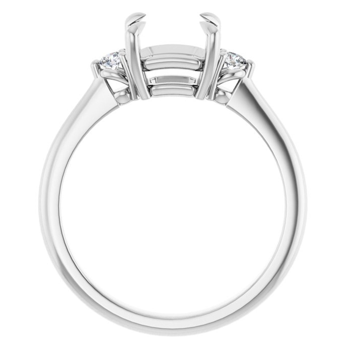 Three Stone Asscher Shape Semi Mount Ring 14k White Gold, 3 Stone ...