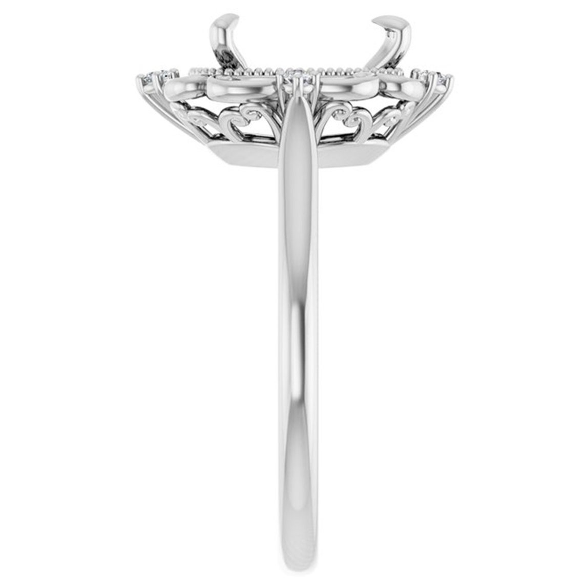 Victorian Pear Mount Ring Platinum, Vintage Tear Drop Semi Mount Ring ...