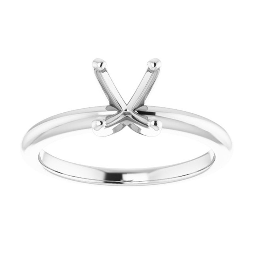Solitaire Oval Mount Ring 14k White Gold, Classic Four Prong Oval Semi ...