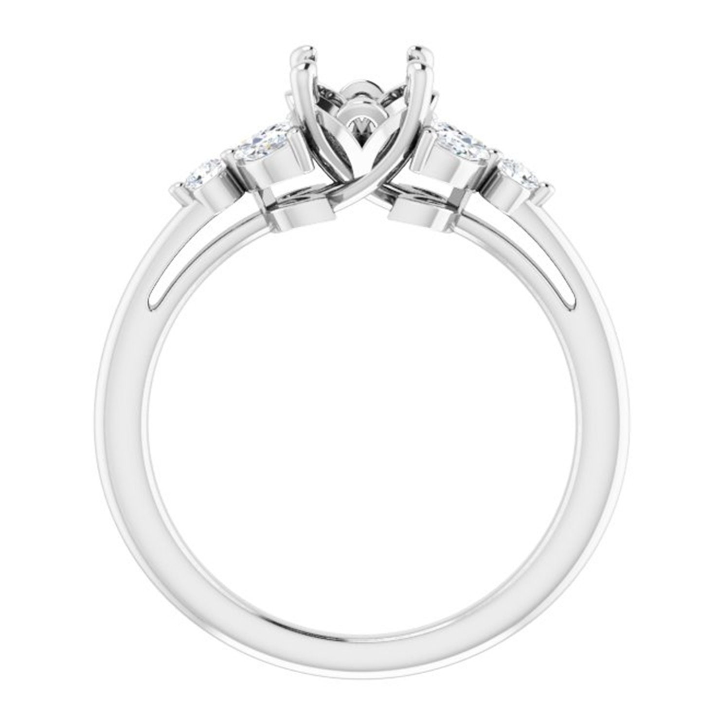 Trillium Diamond Mount Ring 14k White Gold, Minimalist Semi Mount Ring ...