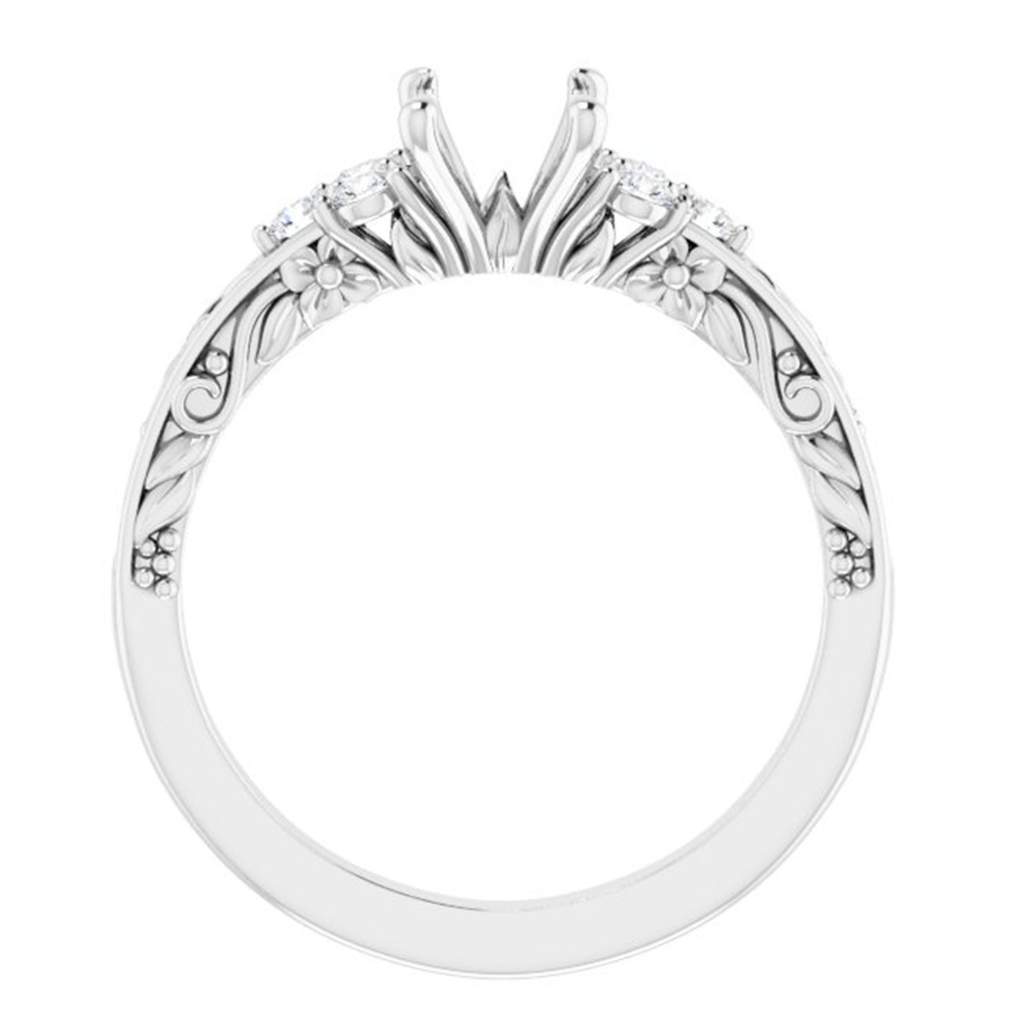 Cherry Blossom Oval Mount Ring Rose Gold, Sakura Oval Diamond Semi ...