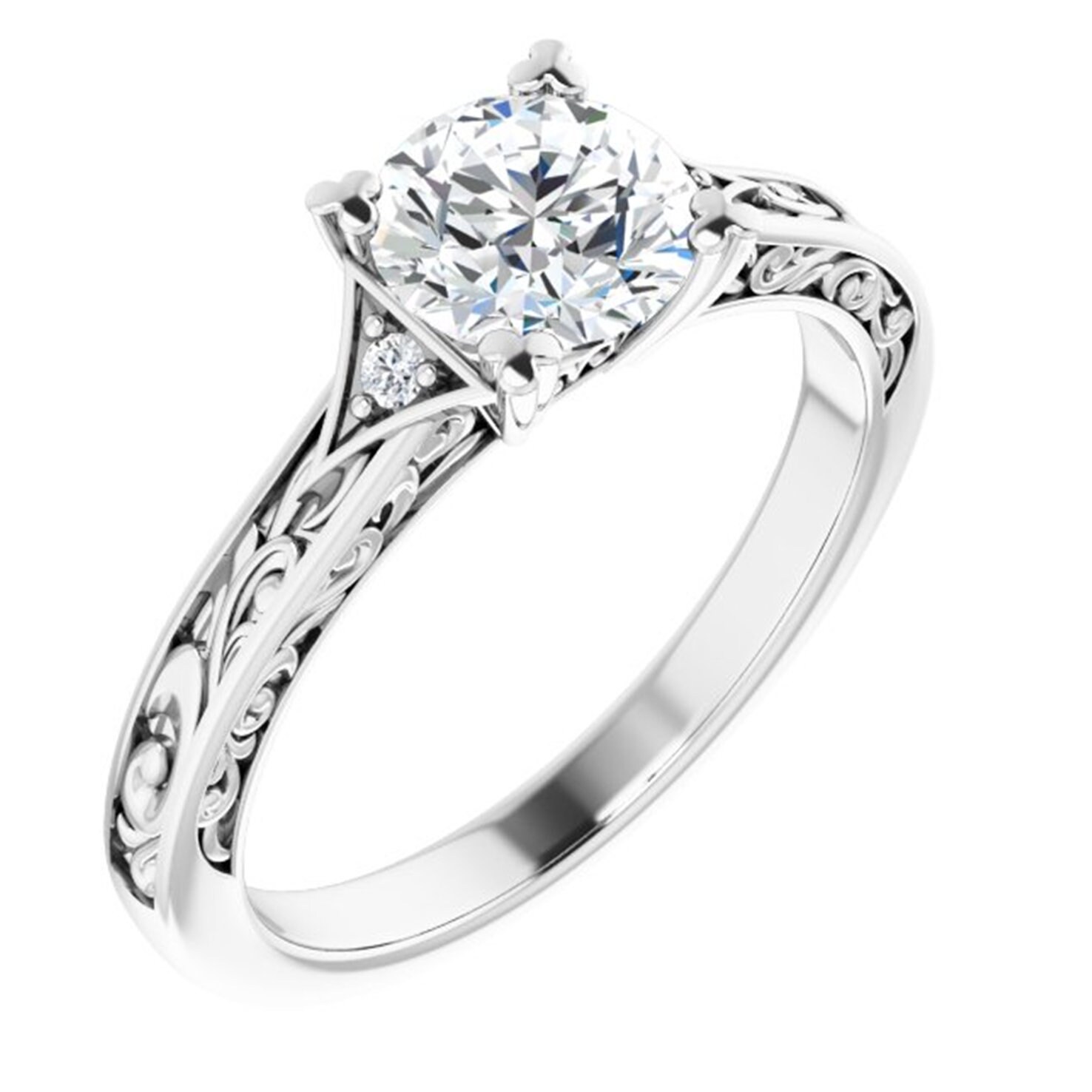 Filigree Semi Mount Ring 14k Rose Gold, Lacy Diamond Mount Ring ...