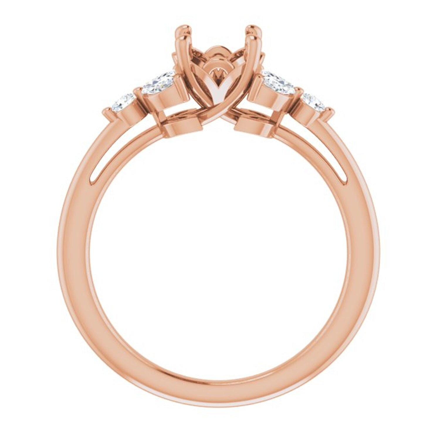 Trillium Diamond Mount Ring 14k White Gold, Minimalist Semi Mount Ring ...