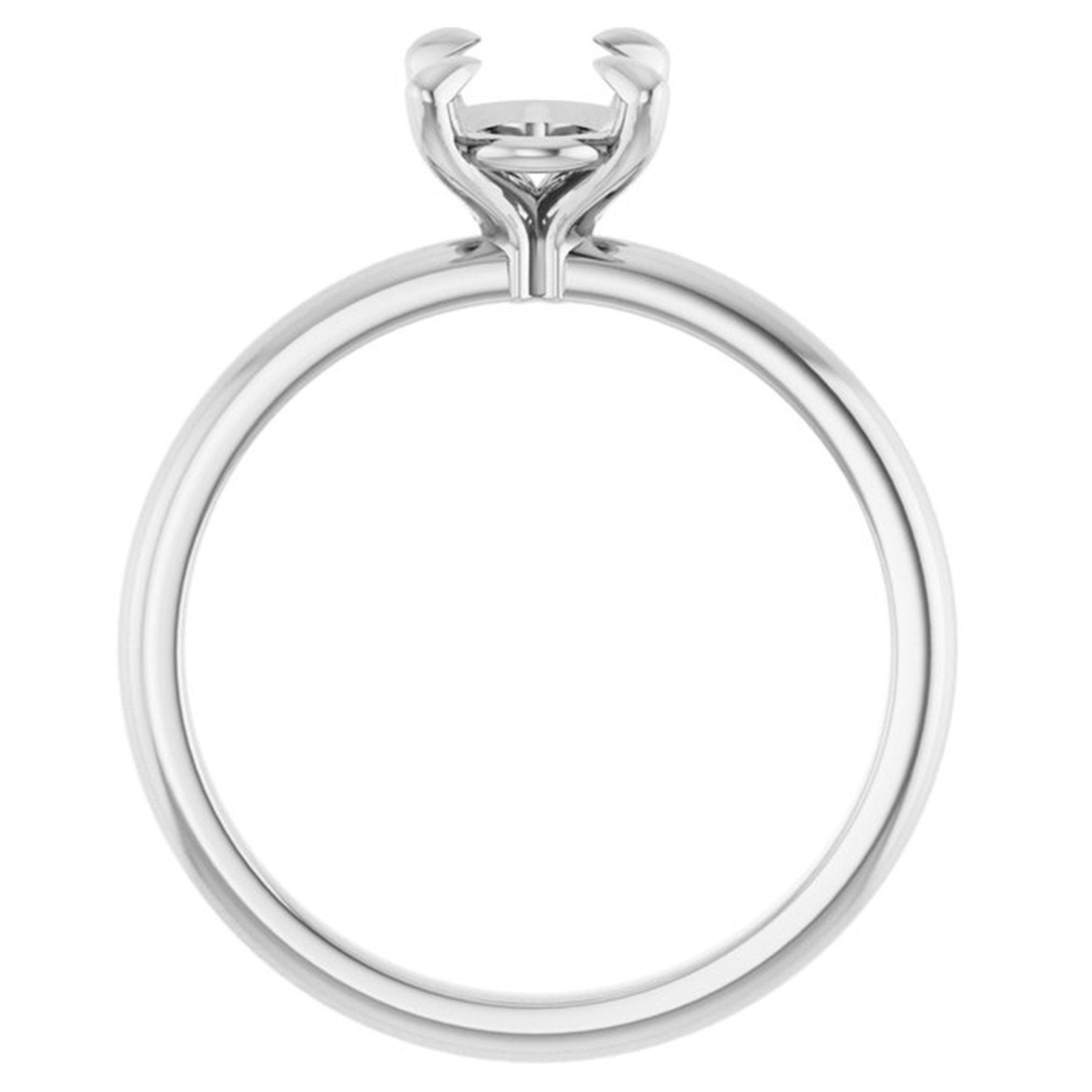 Four Claw Solitaire Oval Mount Ring 14k White Gold, Flush Dainty Oval Mount Ring, 4 Prongs Oval ...