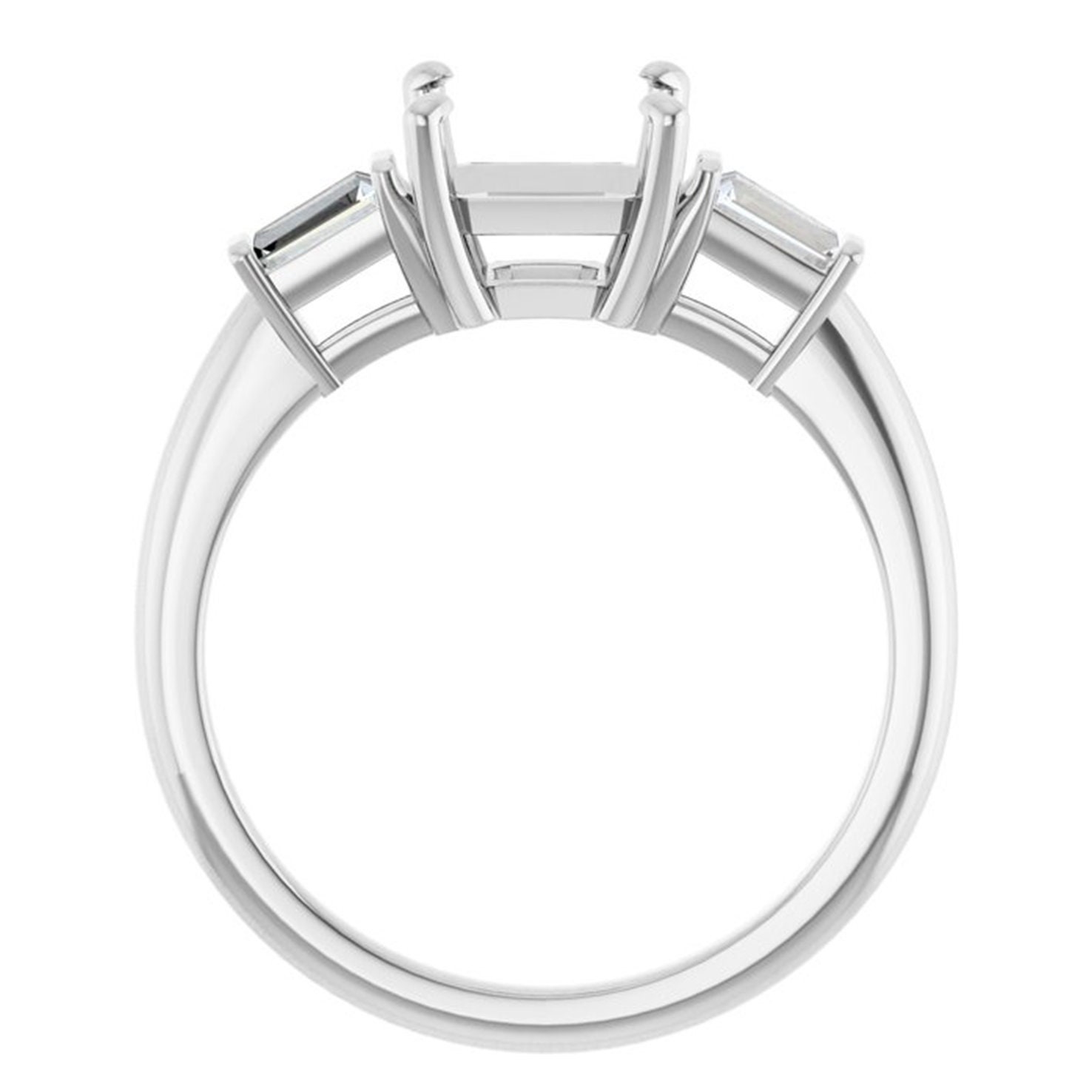 Tapered Baguette Asscher Shape Semi Mount Ring Platinum, Three Stone ...