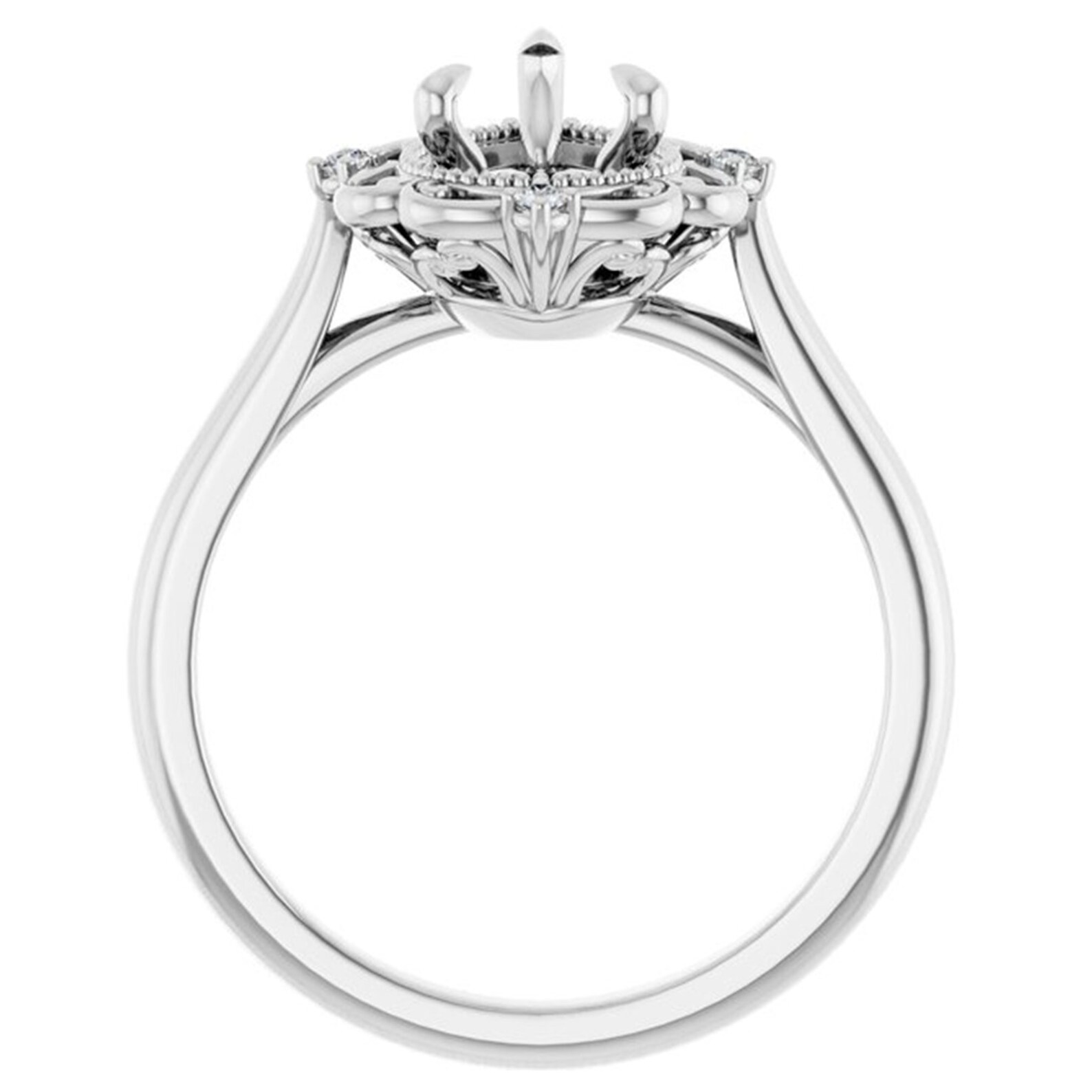 Victorian Pear Mount Ring Platinum, Vintage Tear Drop Semi Mount Ring ...