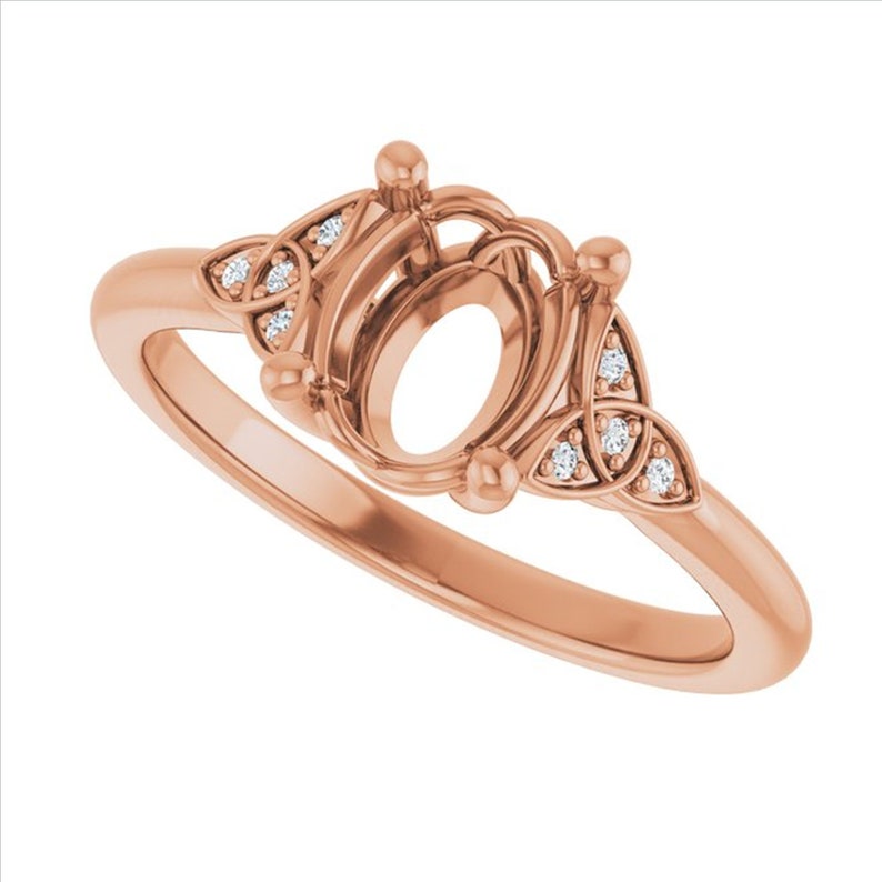 Oval Celtic Knot Mount Ring 14k Yellow Gold, Trinity Oval Diamond Semi ...