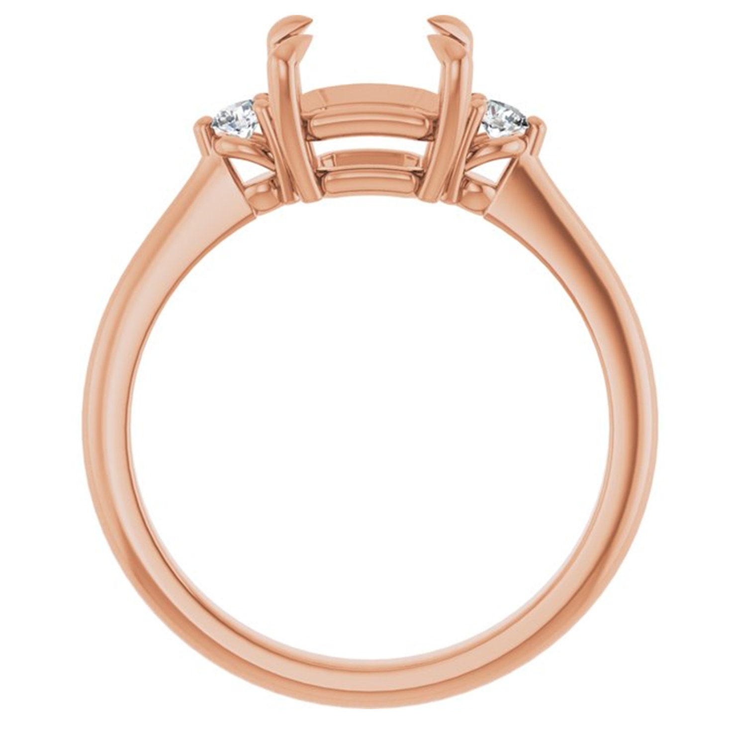 Three Stone Asscher Shape Semi Mount Ring 14k White Gold, 3 Stone ...
