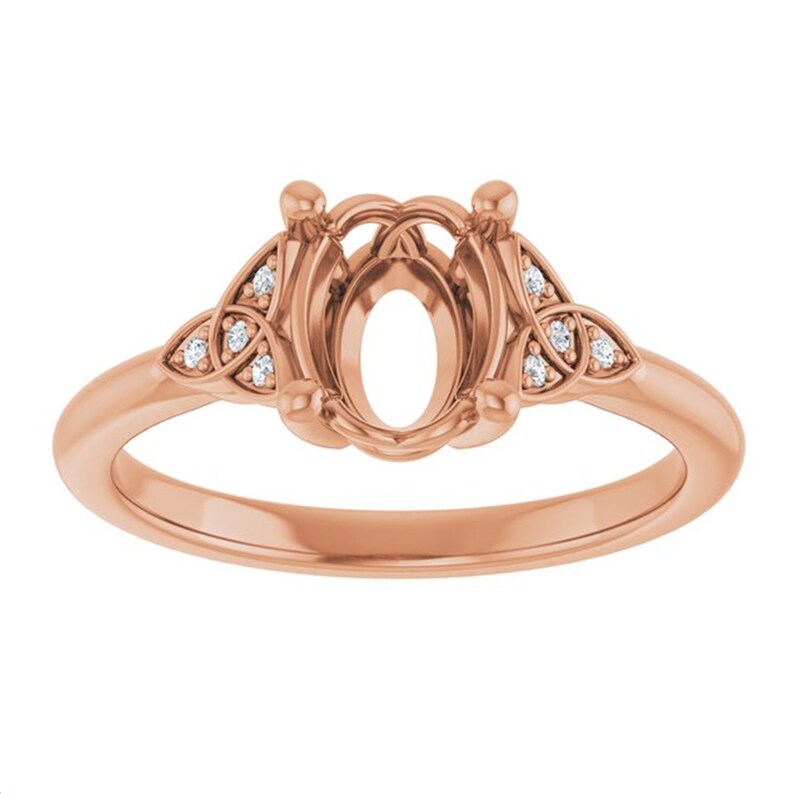 Oval Celtic Knot Mount Ring 14k Yellow Gold, Trinity Oval Diamond Semi ...