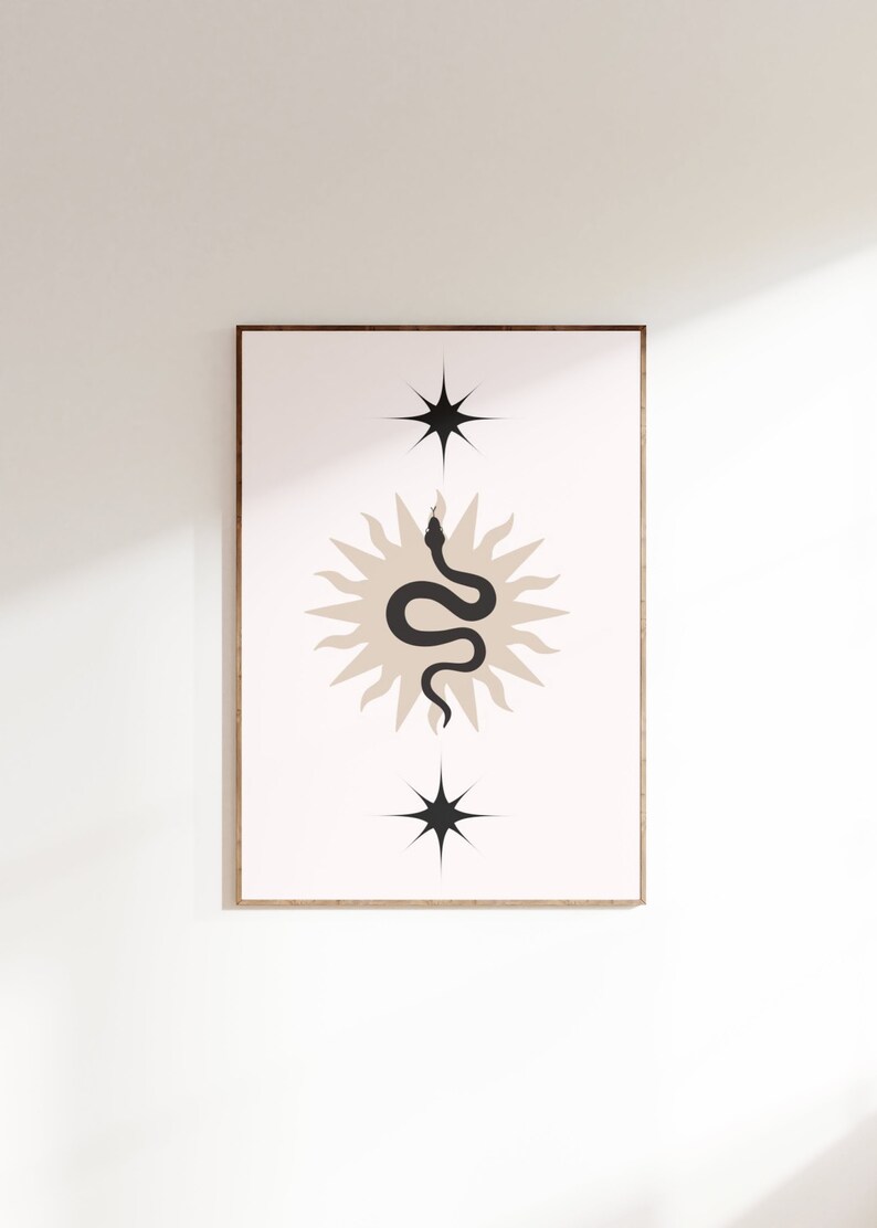 Celestial Snake Print, Black Snake Star Wall Art, Cozy Calm Digital ...