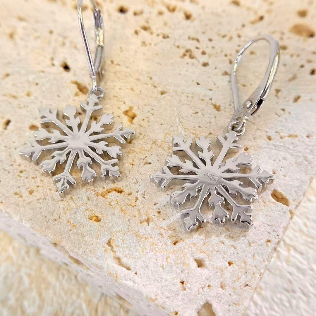 Sterling Silver Snowflake Earrings Exquisite Winter Style, Sparkling ...