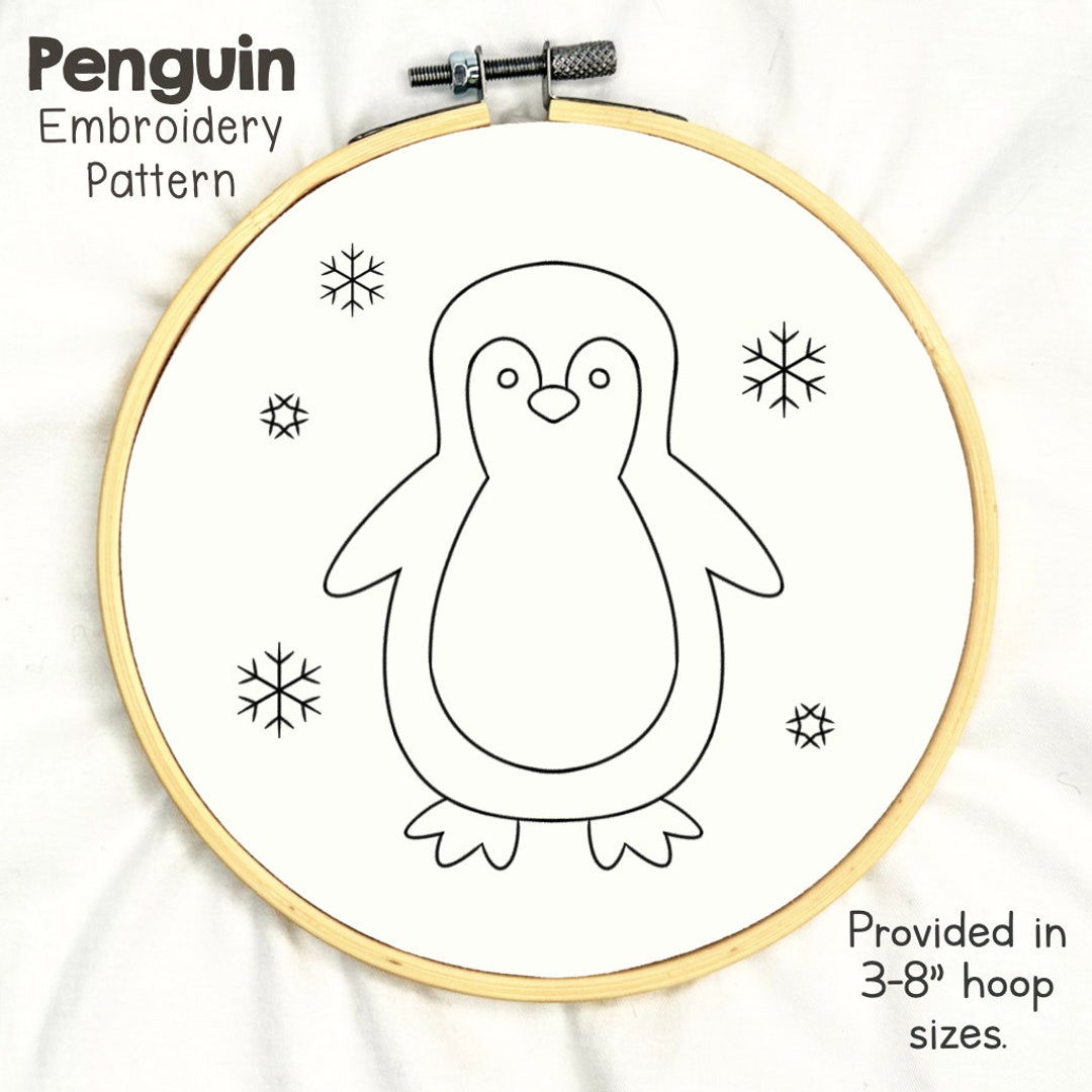 Penguin Embroidery Pattern | Template to Embroider a Penguin - Etsy