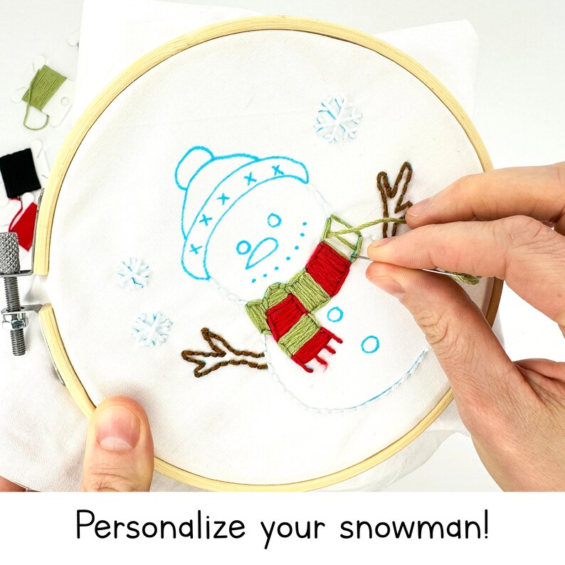 Snowman Embroidery Pattern | Template to Embroider a Snow Man - Etsy