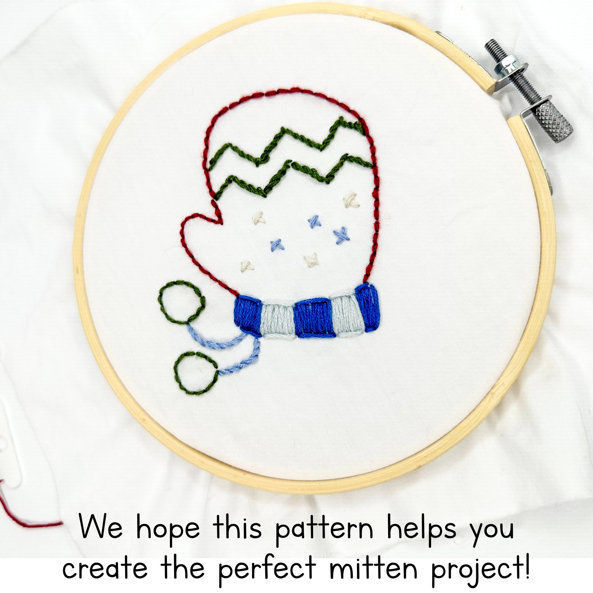 Mitten Embroidery Pattern | Template to Embroider a Winter Mitten - Etsy