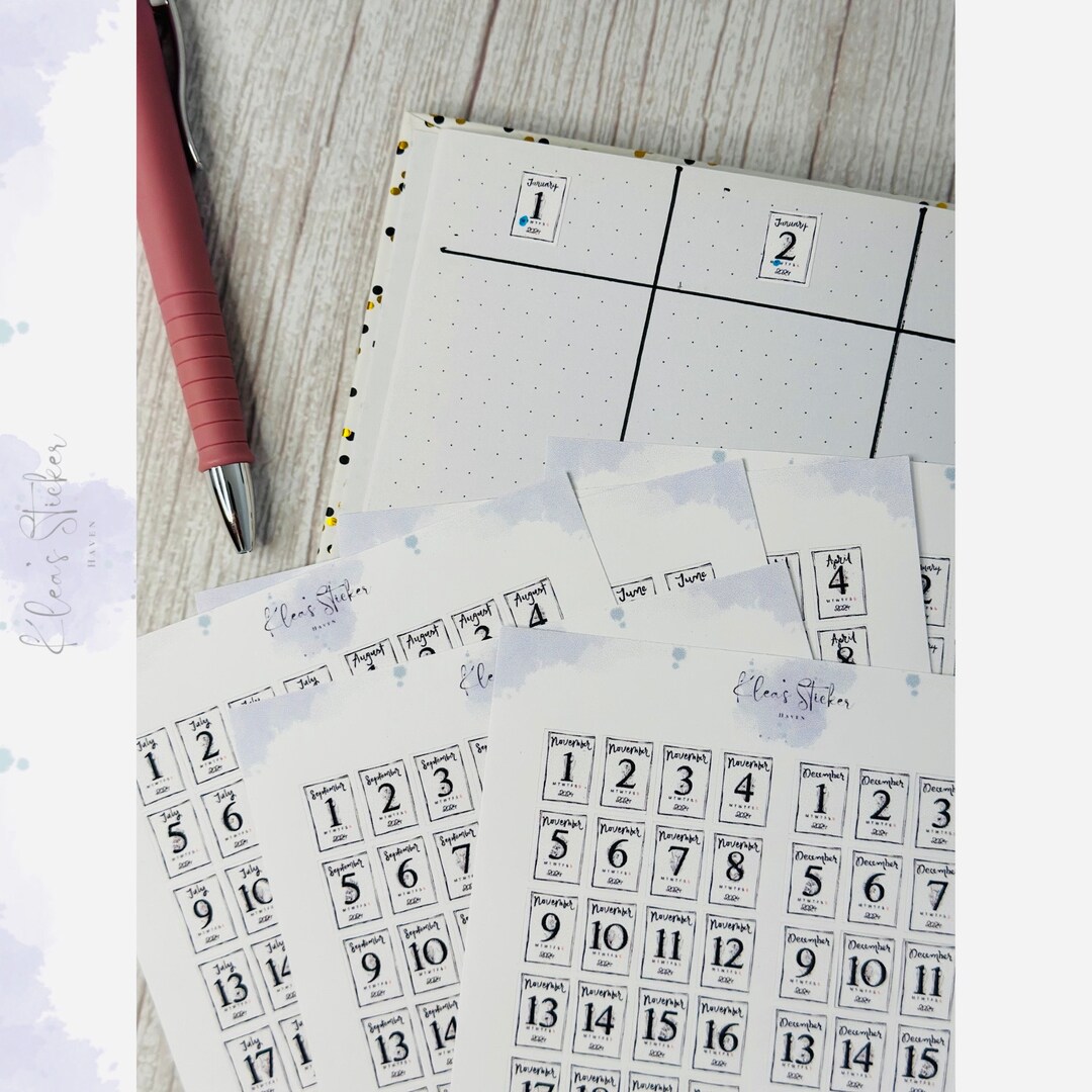 365 Days Sticker Calendar 2024 Daily Calendar of 2024 Day Bullet ...