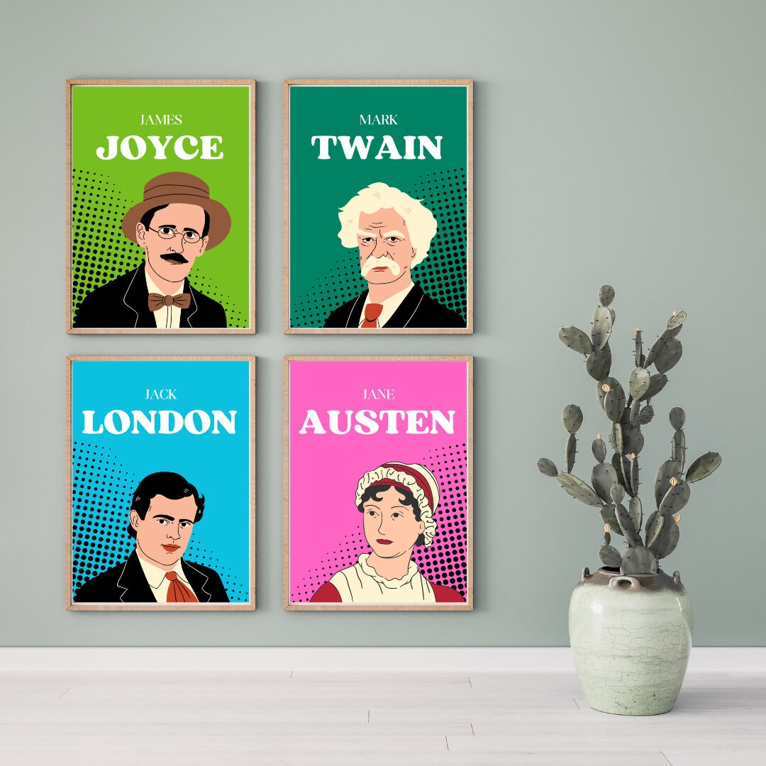 Famous Author Pop Art Poster Pack 10 Digital Posters for Classroom ...