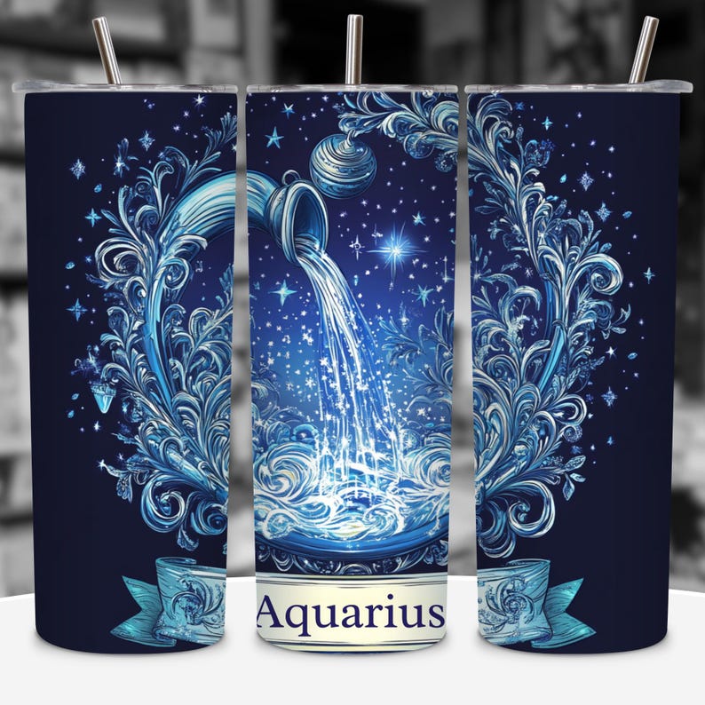 Aquarious Zodiac Sign Tumbler Wrap Zodiac Galaxy Sign Tumbler Wrap Png ...