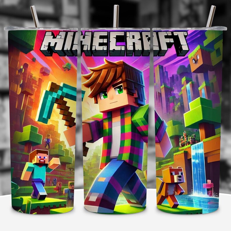 Minecraft Inspired Tumbler Wrap Minecraft Gaming Theme Pixal ...