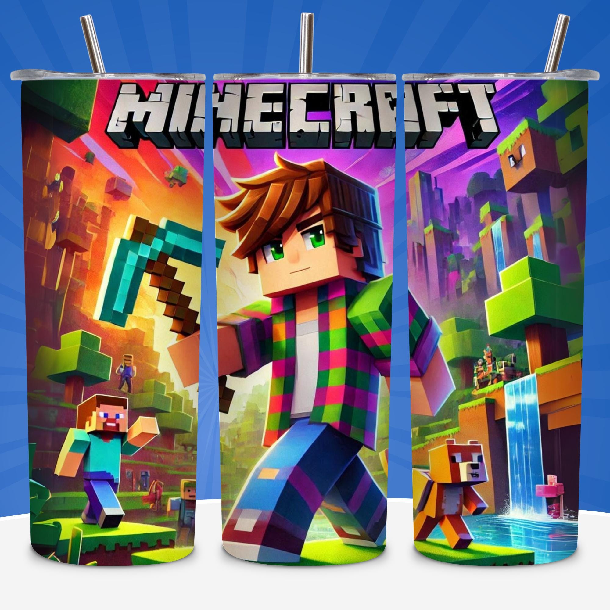 Minecraft Inspired Tumbler Wrap Minecraft Gaming Theme Pixal ...