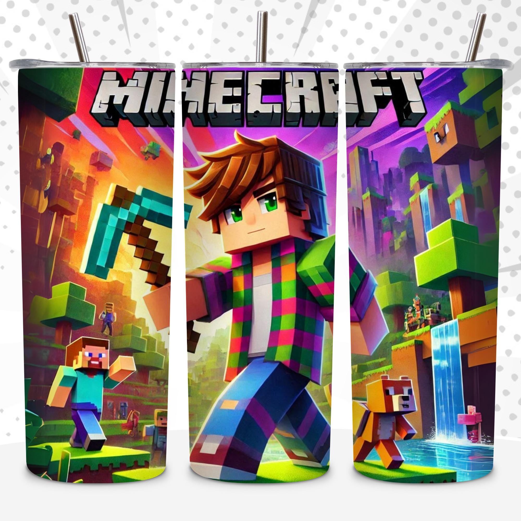 Minecraft Inspired Tumbler Wrap Minecraft Gaming Theme Pixal ...