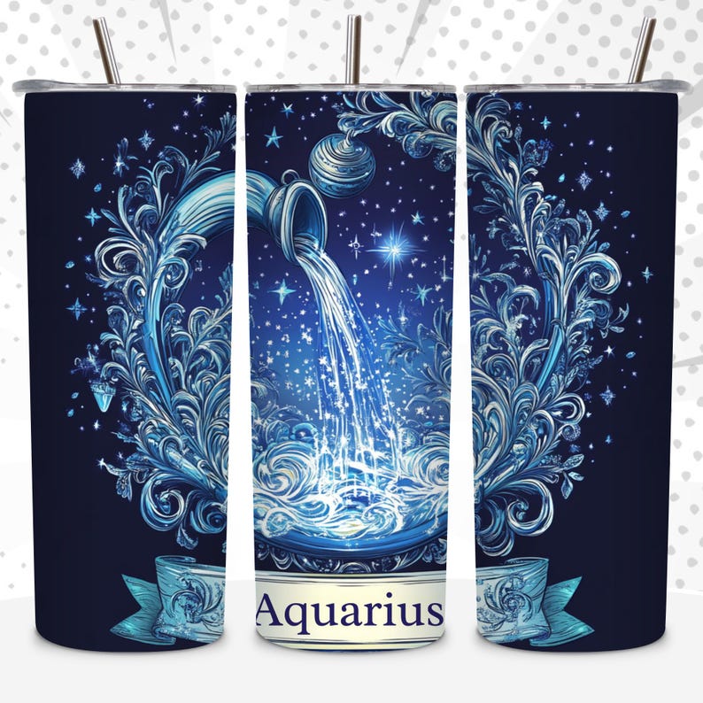 Aquarious Zodiac Sign Tumbler Wrap Zodiac Galaxy Sign Tumbler Wrap Png ...