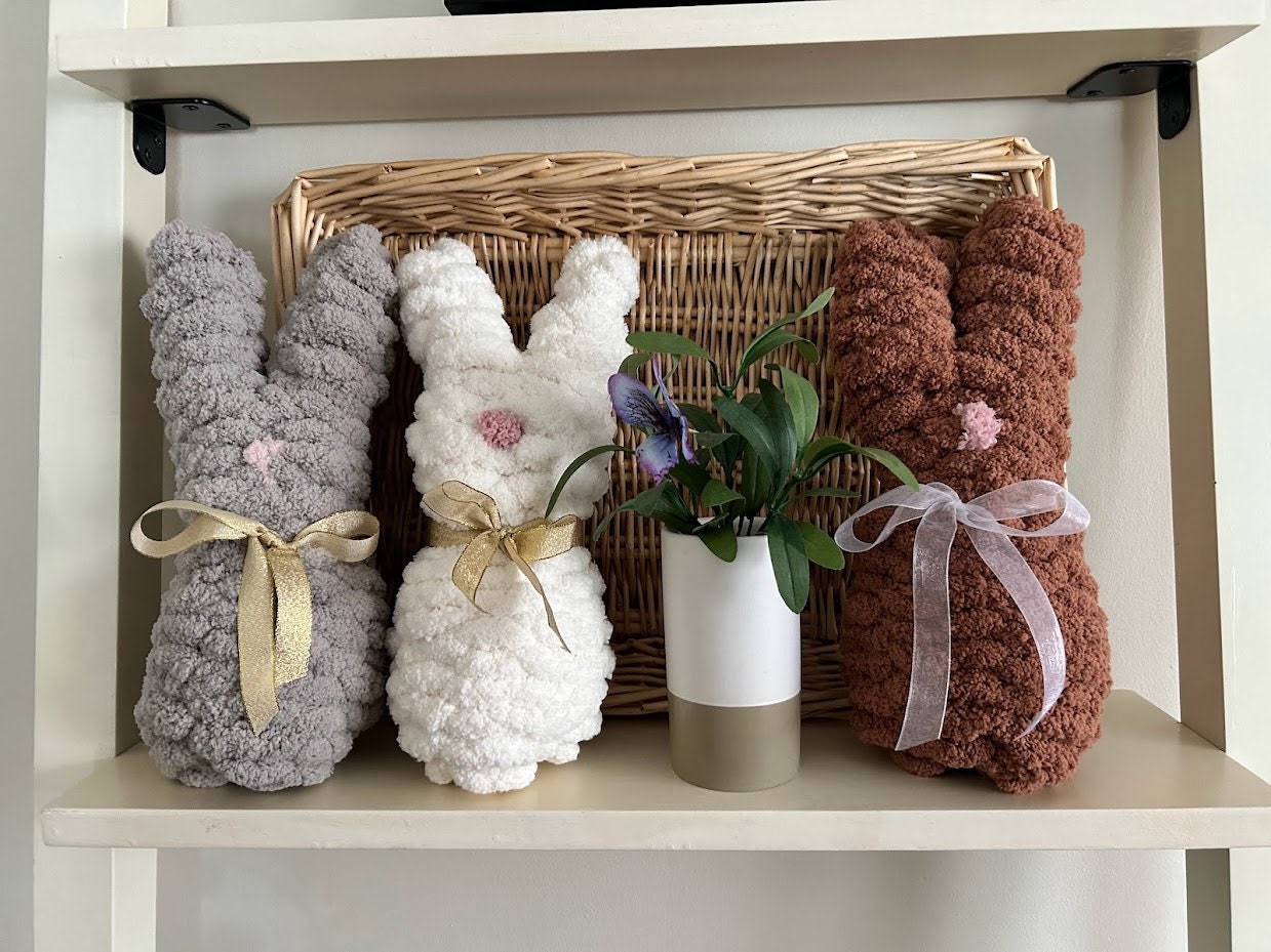 Custom Chunky Yarn Hand-knit Bunny Rabbit Stuffed Animal - Etsy