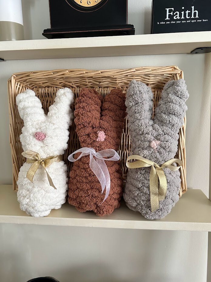 Custom Chunky Yarn Hand-knit Bunny Rabbit Stuffed Animal - Etsy