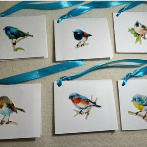 Fabric Bird Embellished Gift Tags With Ribbon. Blank Inside. Pack of 6 ...