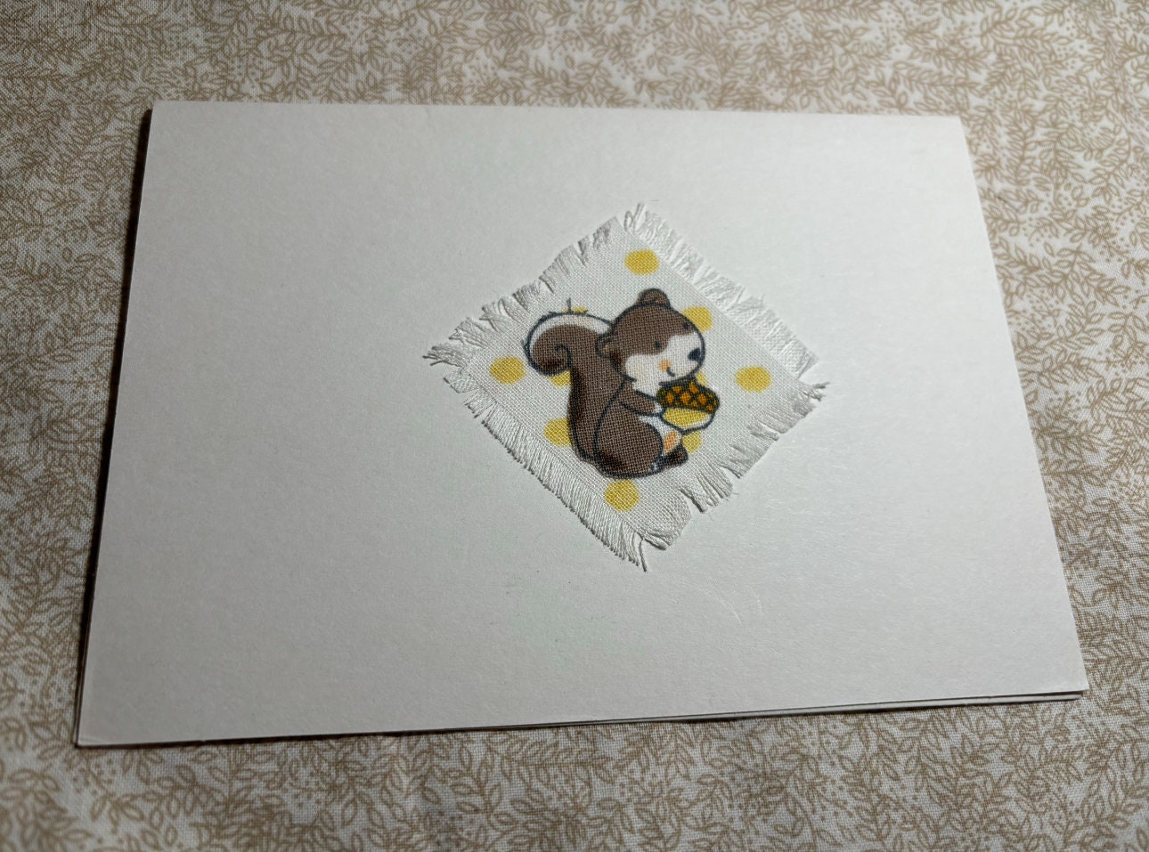 Woodland Critters Themed Blank Cards With Fabric Owl, Fawn/deer, and ...