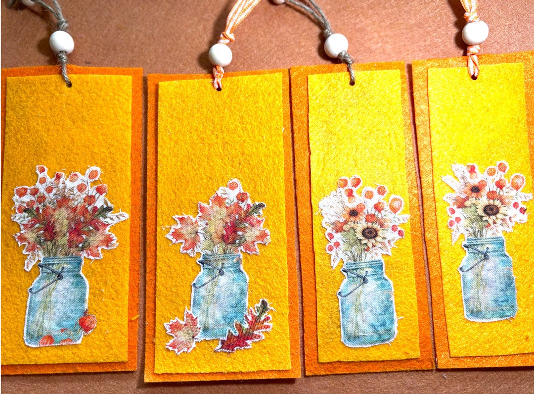 Felt and Fabric Fall Bouquet Bookmark. Gift for Book Lovers, Readers ...